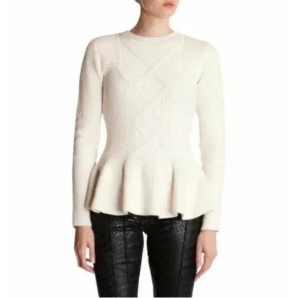 Ted Baker London | Sweaters | Ted Baker London Ivory Peplum Chunky Knit ...
